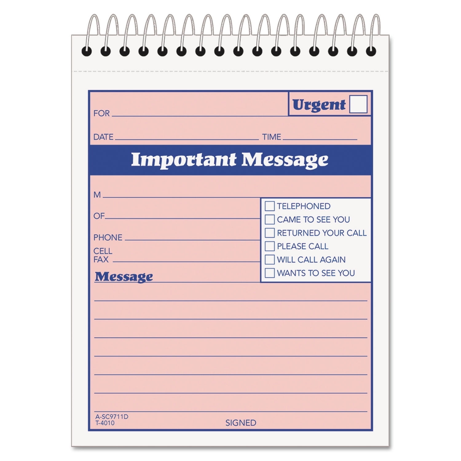 TOPS Telephone Message Book with Fax/Mobile Section, 4.25 x 5.5, 1/Page ...