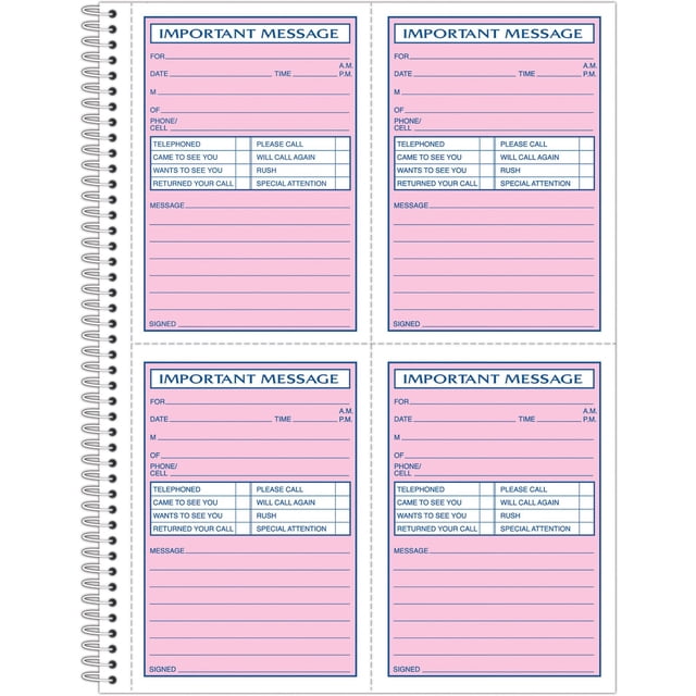 TOPS™ Quick Check-Off Style Telephone Message Book with Fax/Mobile ...