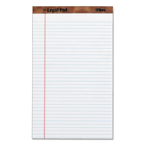 TOPS The Legal Pad, Wide Lined, Perforated Pads, 8 1/2 x 14, White, 50 ...