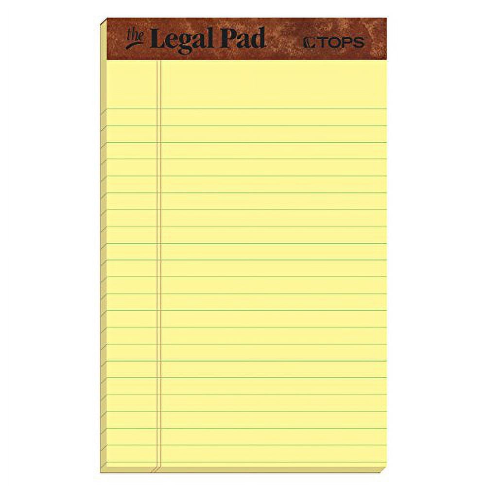 TOPS The Legal Pad Writing Pads, 5" x 8", Jr. Legal Rule, Canary Paper ...