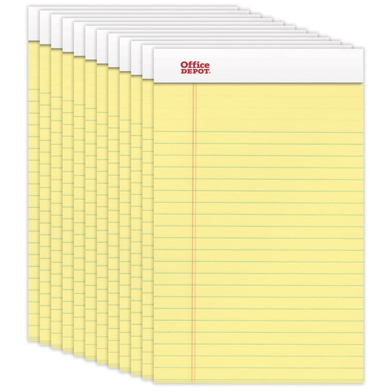 "Office Depot Notepads, 5"" x 8"", Narrow Ruled, 50 Sheets, Canary, 12 ...