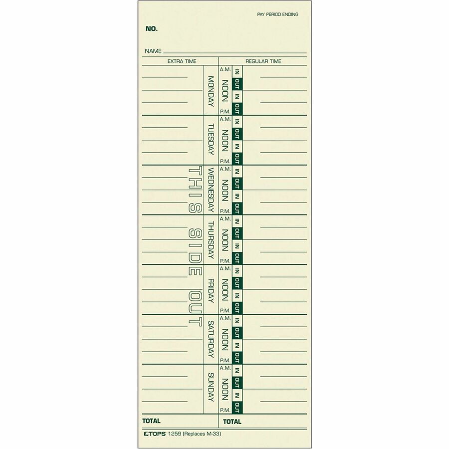 TOPS TOP1259 Manila Weekly Time Cards - Box of 500 - Walmart.com