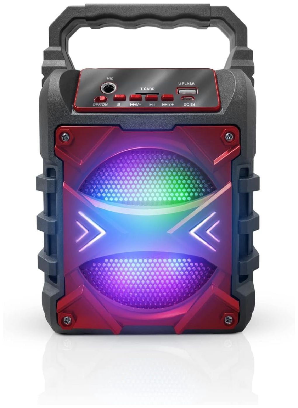 TOPTECH JET-4 Bluetooth Speaker, 4-Inch Woofer, Disco Lights, Red ...