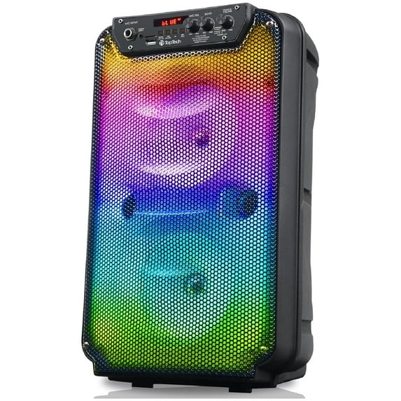 TOPTECH TTA-206 Bluetooth Speaker, Dual 6" Woofer Flame Lights, Black ...