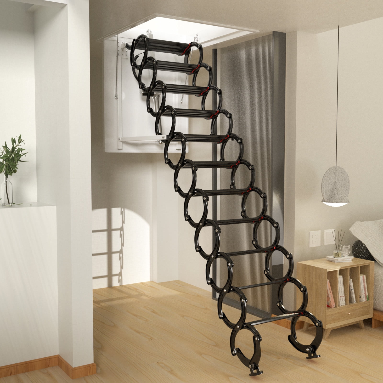TOPTENG 13 Steps Electric attic Ceiling Wall Ladder electirc Ladder ...