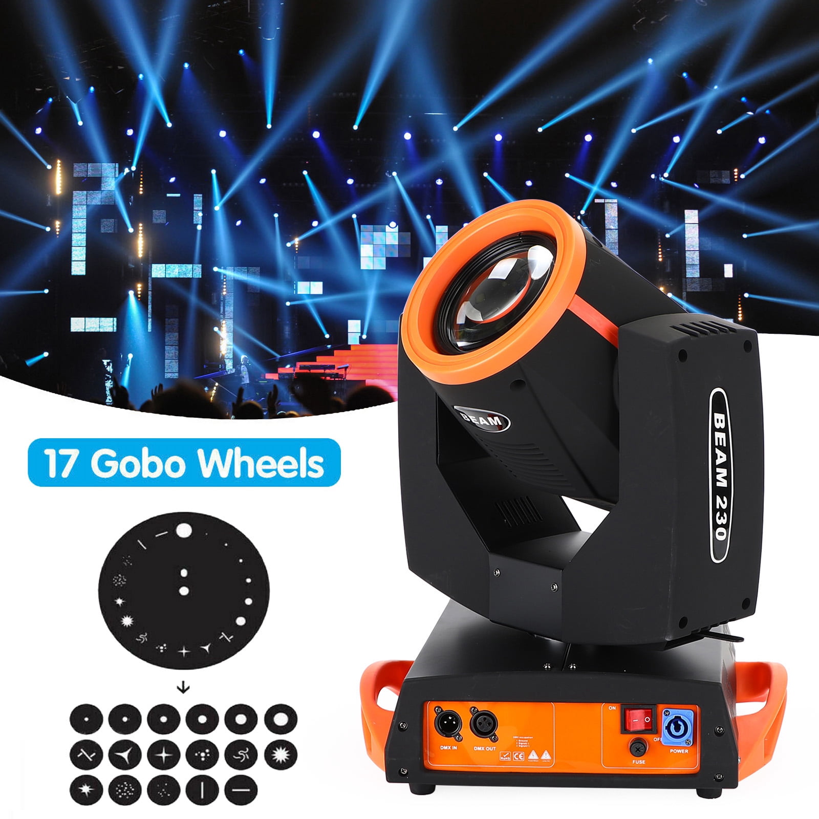 TOPTENG 230W 7R Zoom Moving Head Beam Gobo Sharpy Light 8 Prism Strobe ...