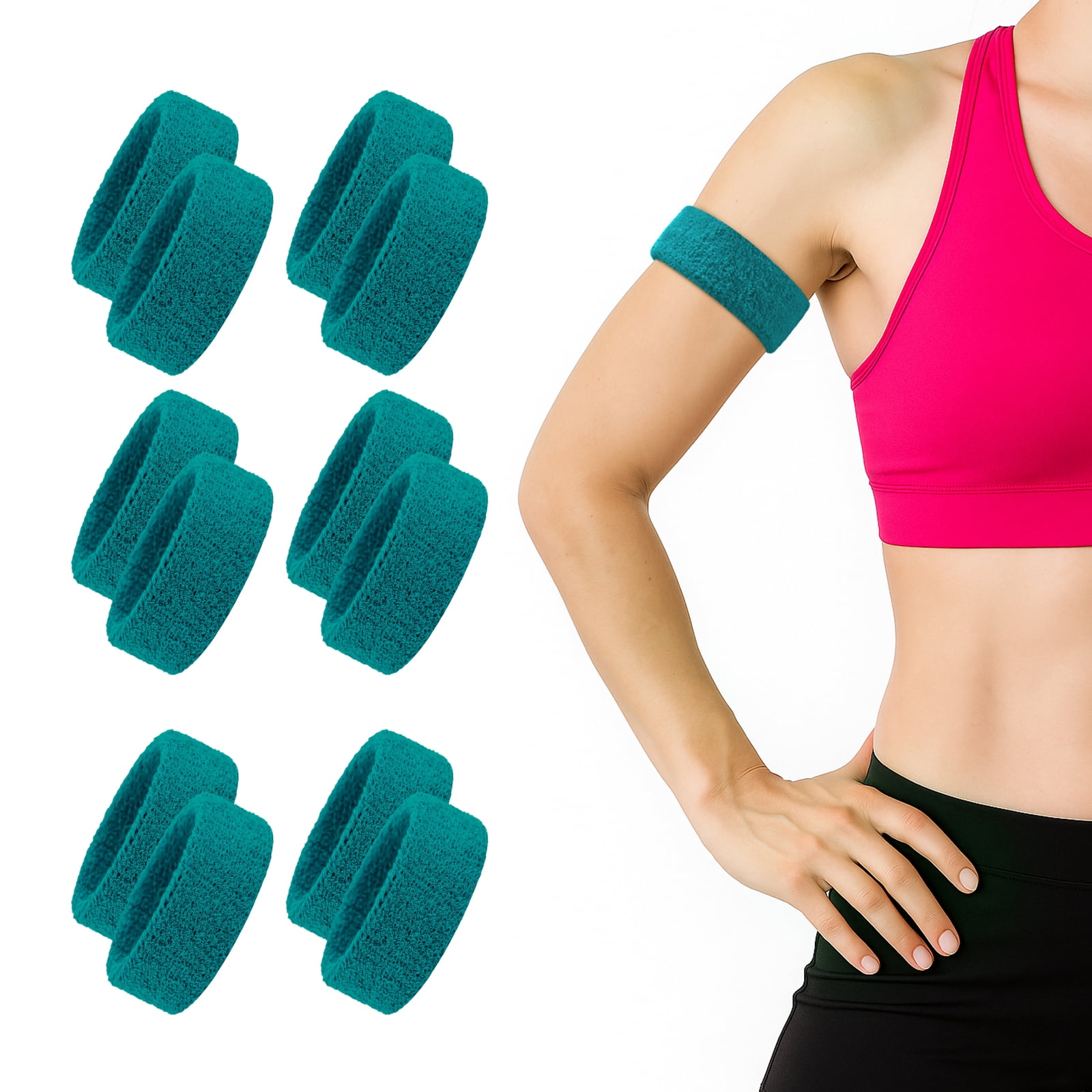 TOPTIE 12 Pack Bicep Bands Armband, Dark Teal Sweat Wristbands for Men ...