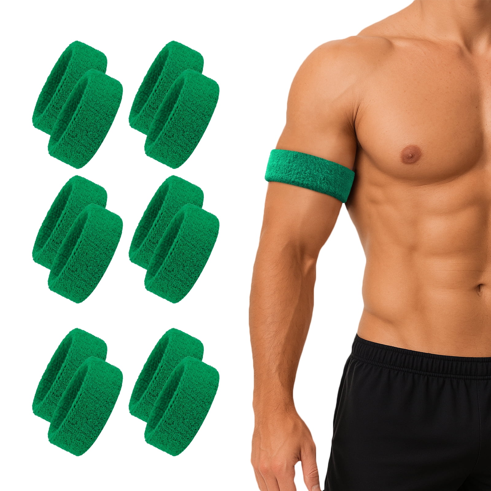 TOPTIE 12 Pack Bicep Bands Armband, Green Sweat Wristbands for Men ...
