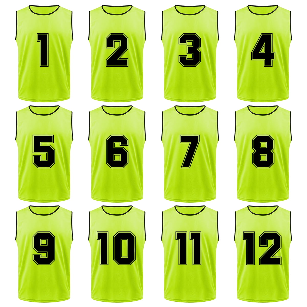 TOPTIE 12 Pack Numbered Scrimmage Team Practice Pinnies Mesh Jerseys ...