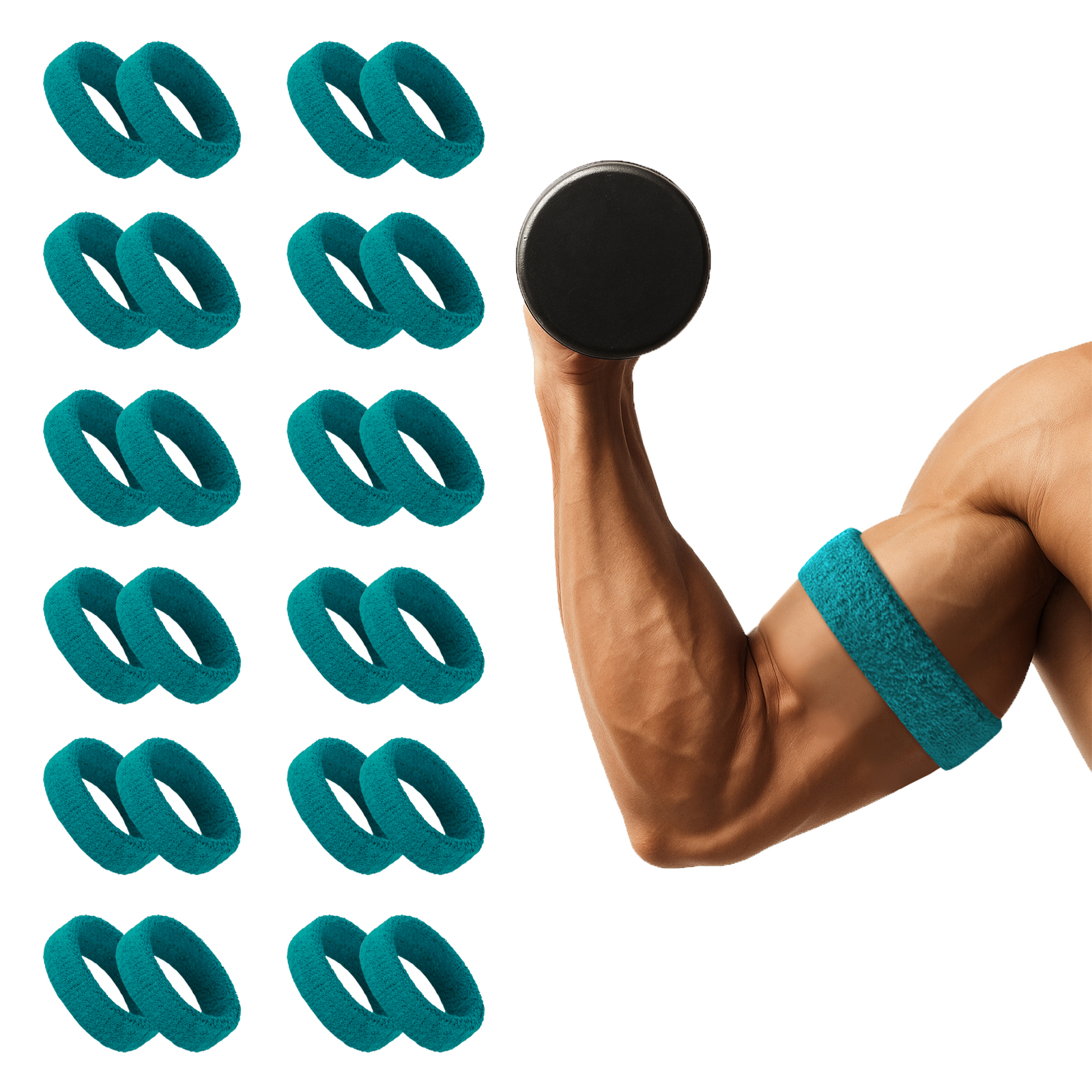 TOPTIE 24 Pcs Bicep Bands Arm Football Sweatbands Dark Teal, 3-1/2 x 1 ...