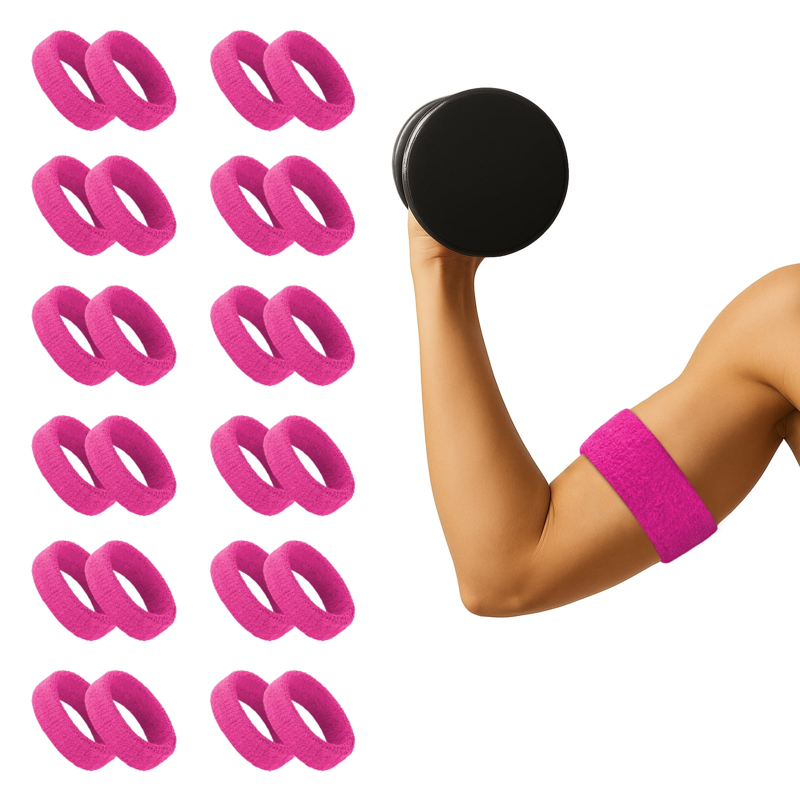 TOPTIE 24 Pcs Bicep Bands Arm Football Sweatbands Pink, 3-1/2 x 1-3/8 ...