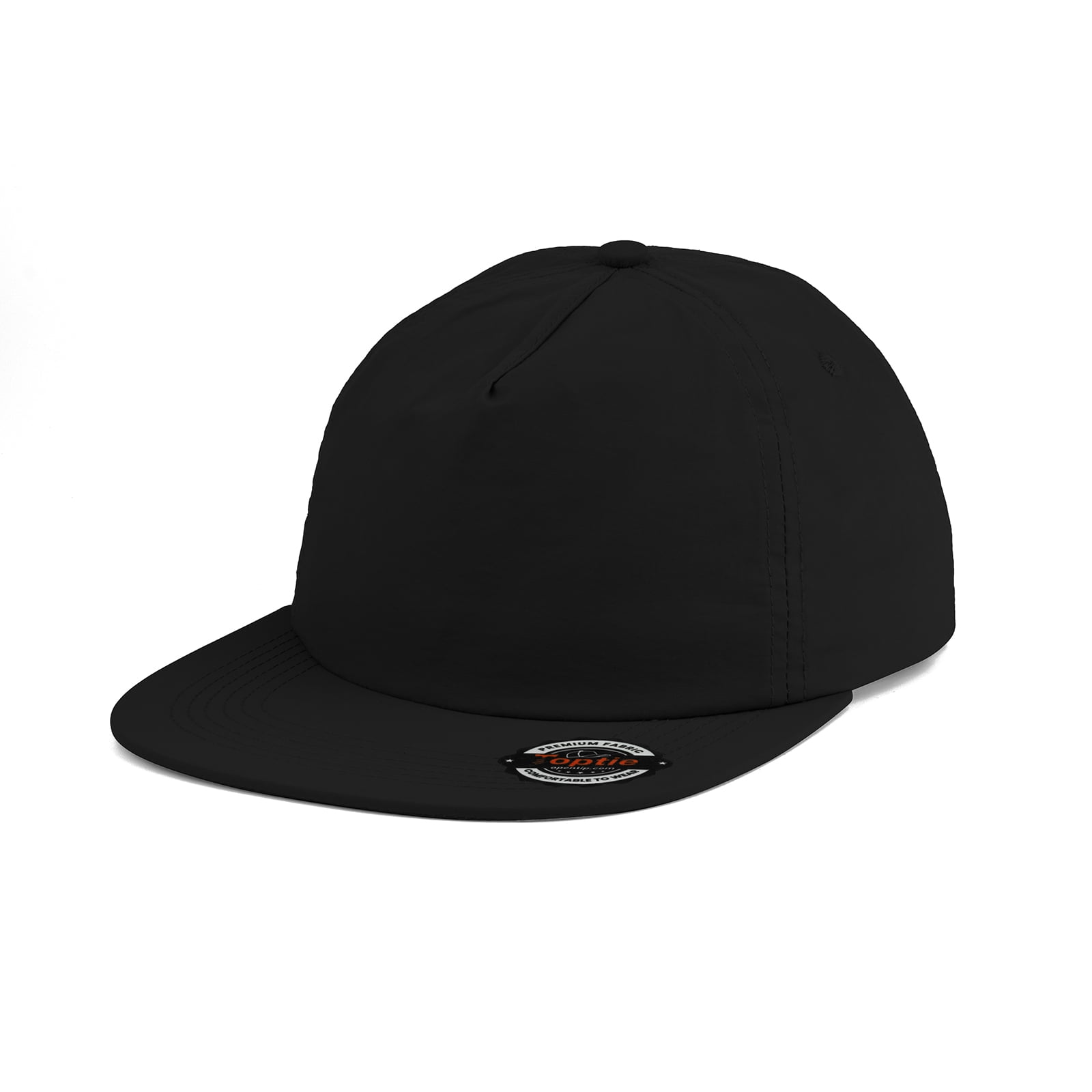 TOPTIE 5 Panel Flat Brim Snapback Hat - Nylon Black Water-resistant and ...