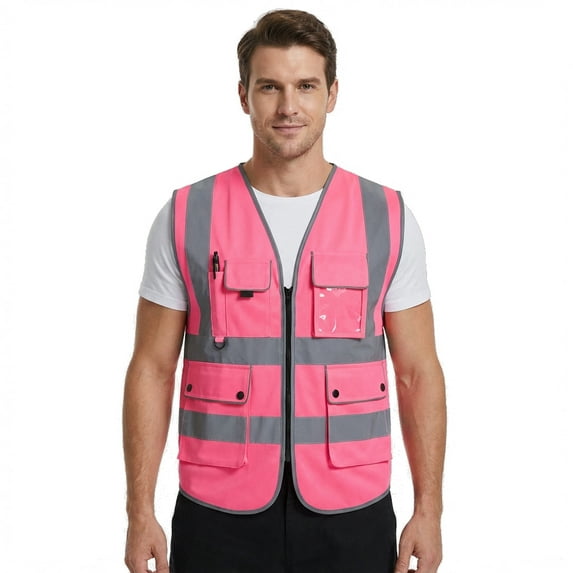 TOPTIE 8 Pockets High Visibility Safety Vest ANSI ISEA Class 2 ...