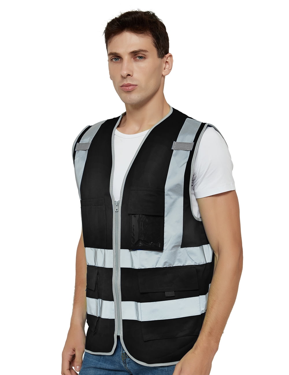 TOPTIE Class 2 High Visibility Zipper Front Safety Vest With 9 Pockets ...