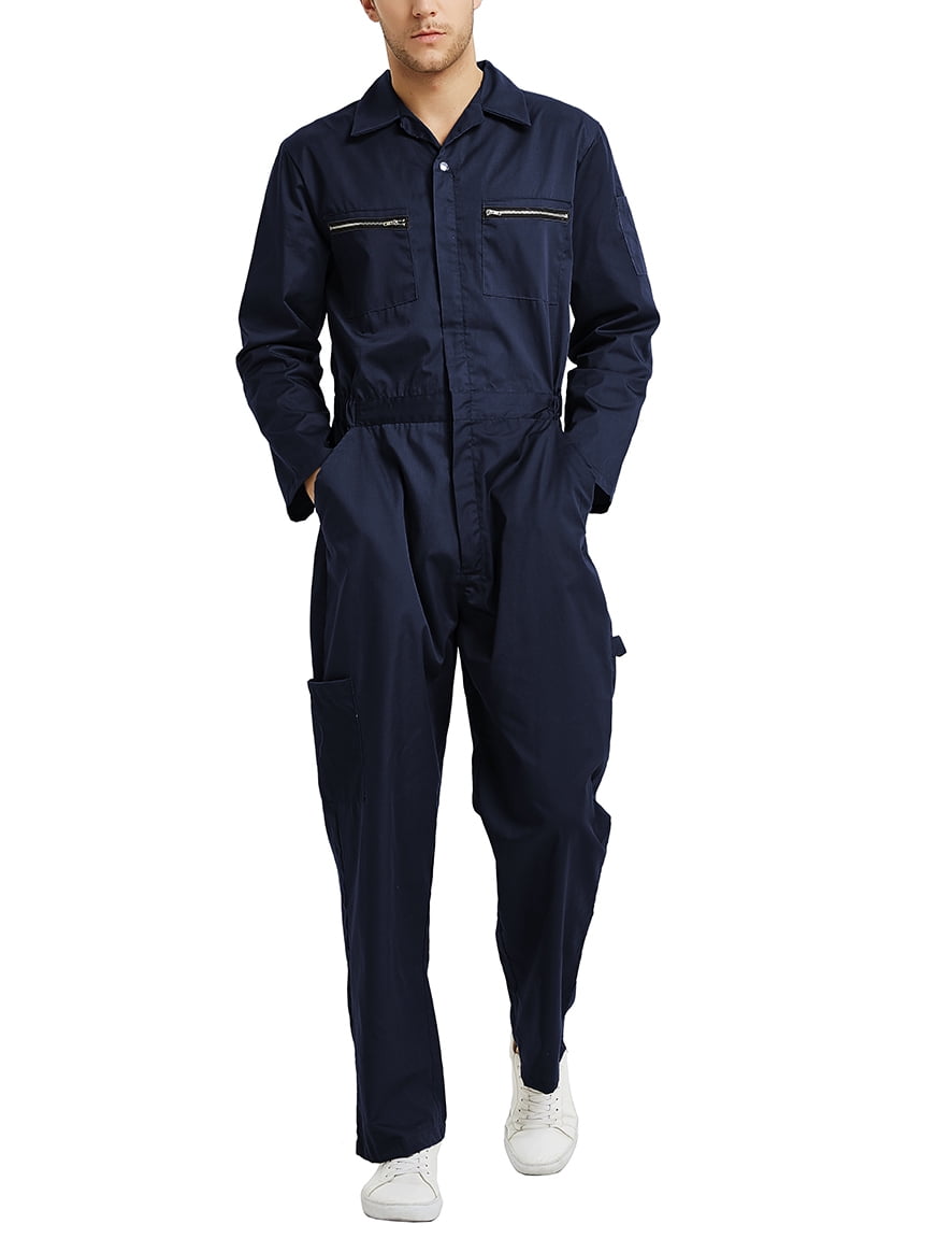 TOPTIE Men's Action Back Coverall with Zipper Pockets, Mechanic Uniform ...
