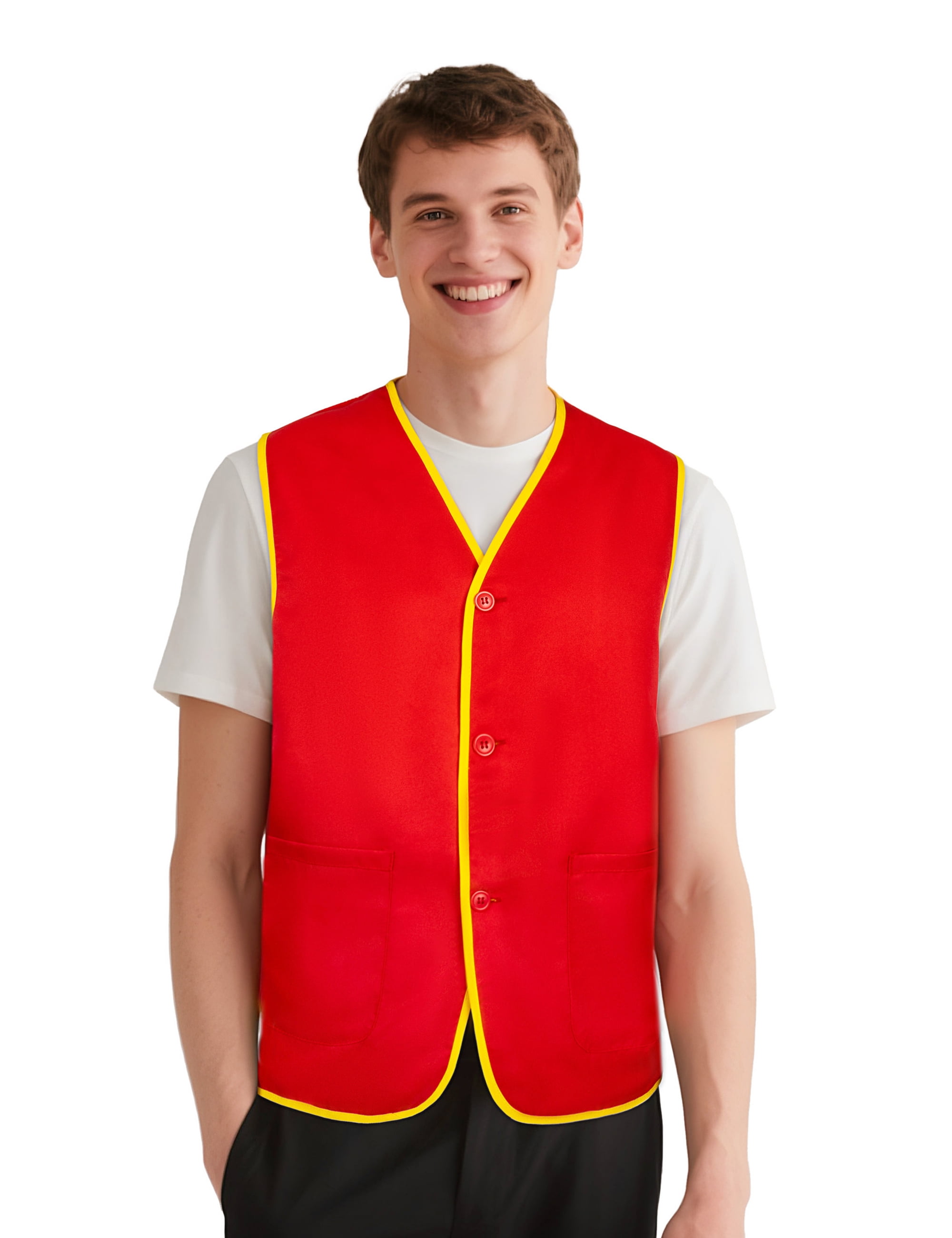 TOPTIE Volunteer Vest with Two Pockets Supermarket Uniform Vest Button ...