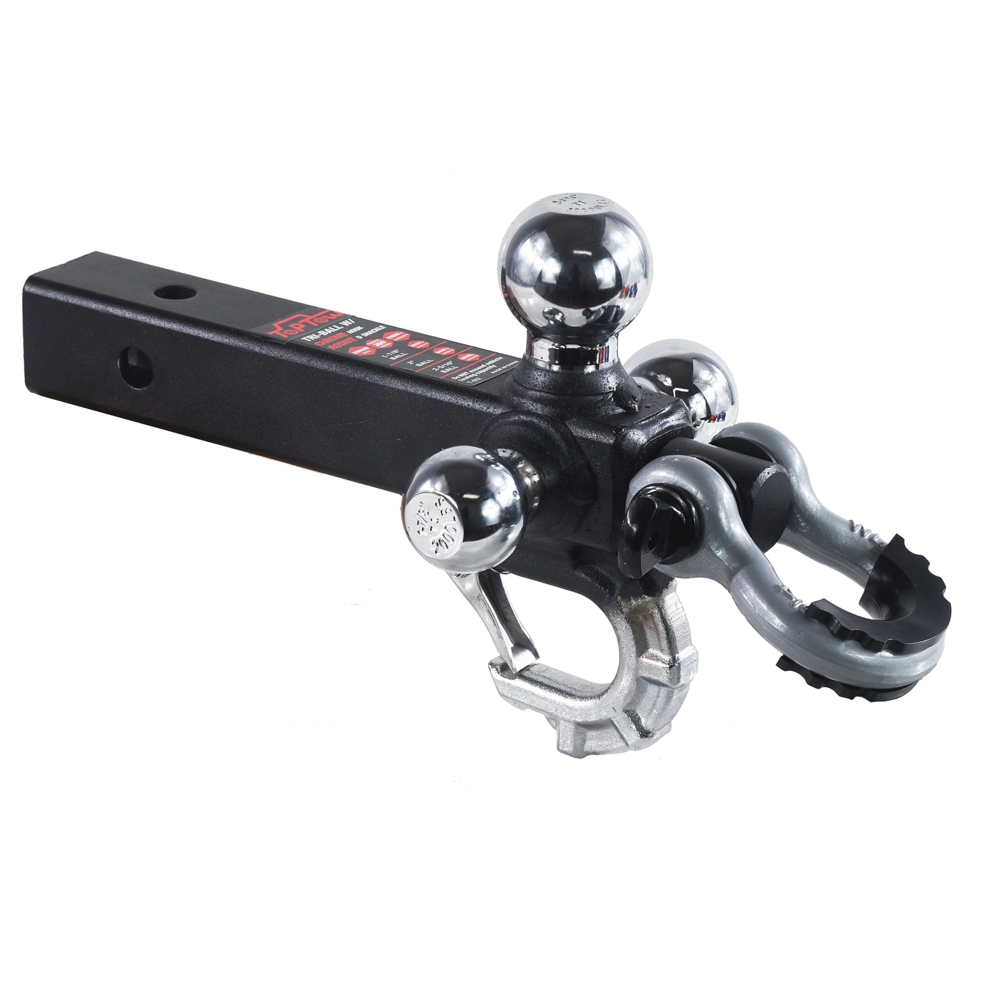 TOPTOW Trailer Hitch with Silver Recovery Shackle Ball Hitch Mount w ...