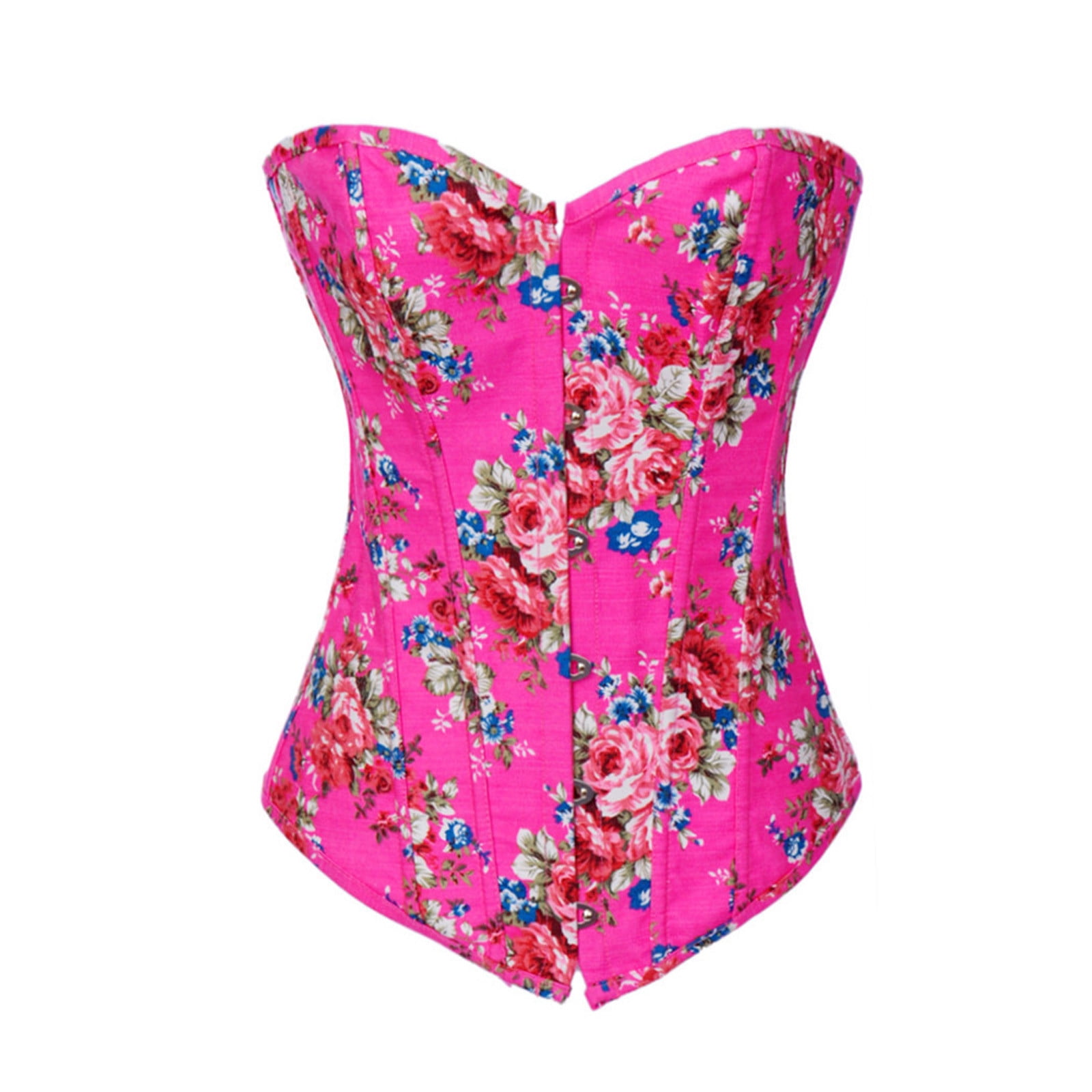 TOPUUTP Satin Floral Lace up Corset Bustier Womens Colorful Corset Top ...