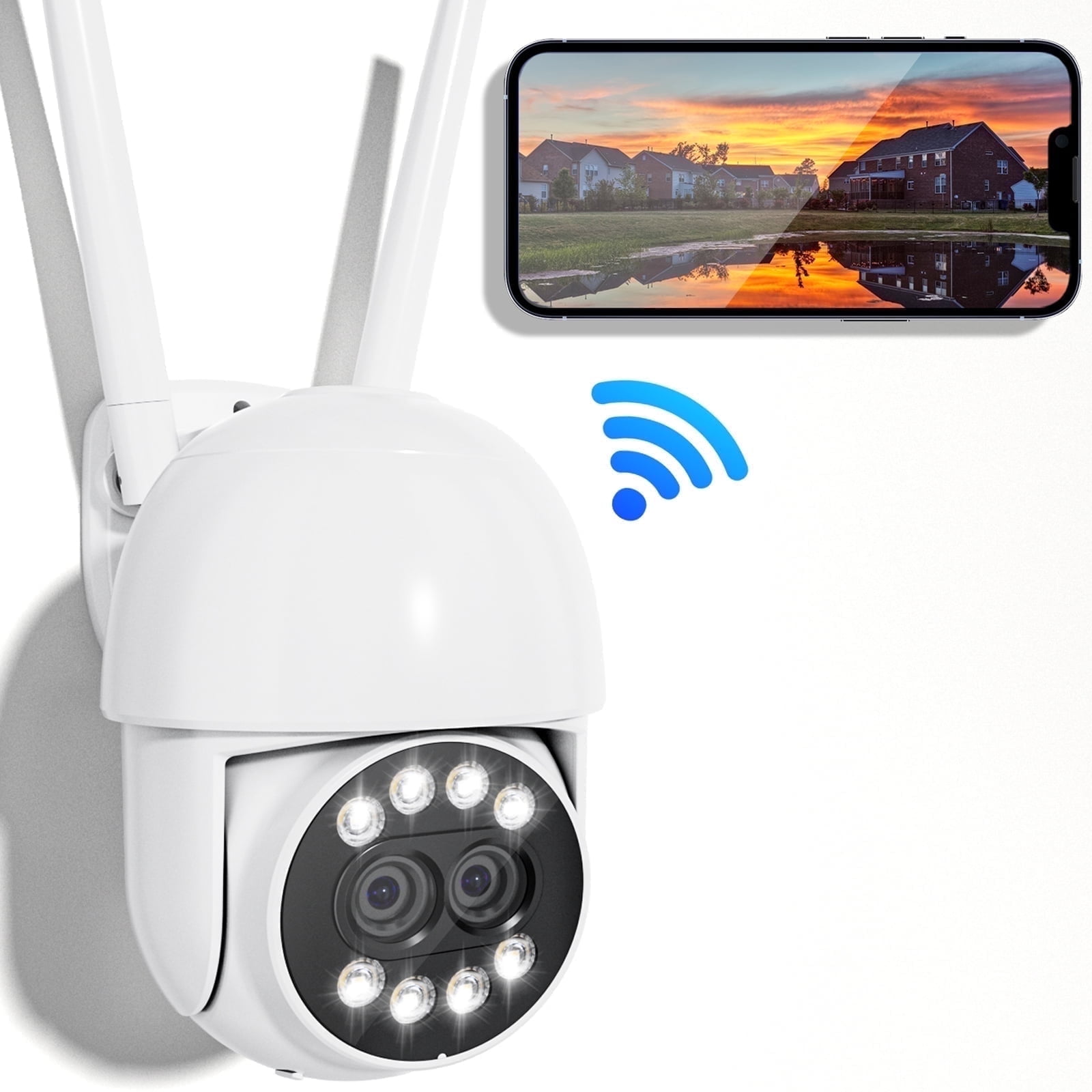 TOPVISION 4MP Outdoor Security Camera, Dual Lens, Full Color Night ...