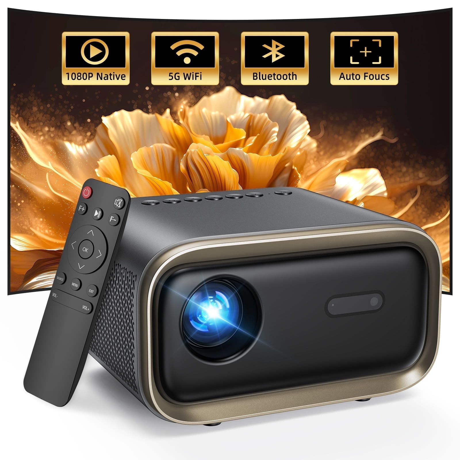 TOPVISION Projector with 5G WiFi and Bluetooth, Native 1080P,240 ...