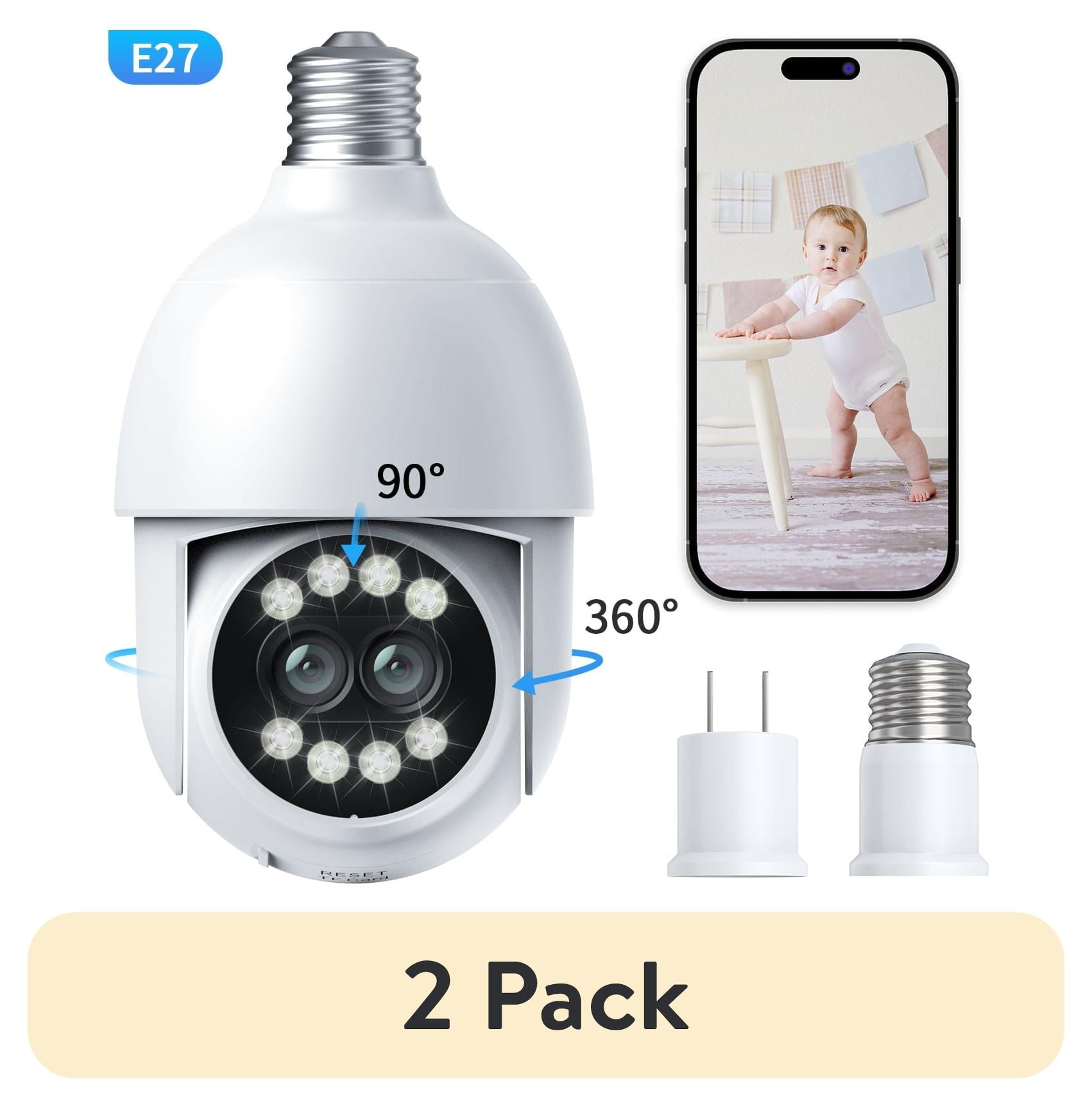 (2 pack) TOPVISION Light Bulb Camera, 4MP Outdoor Surveillance Camera ...