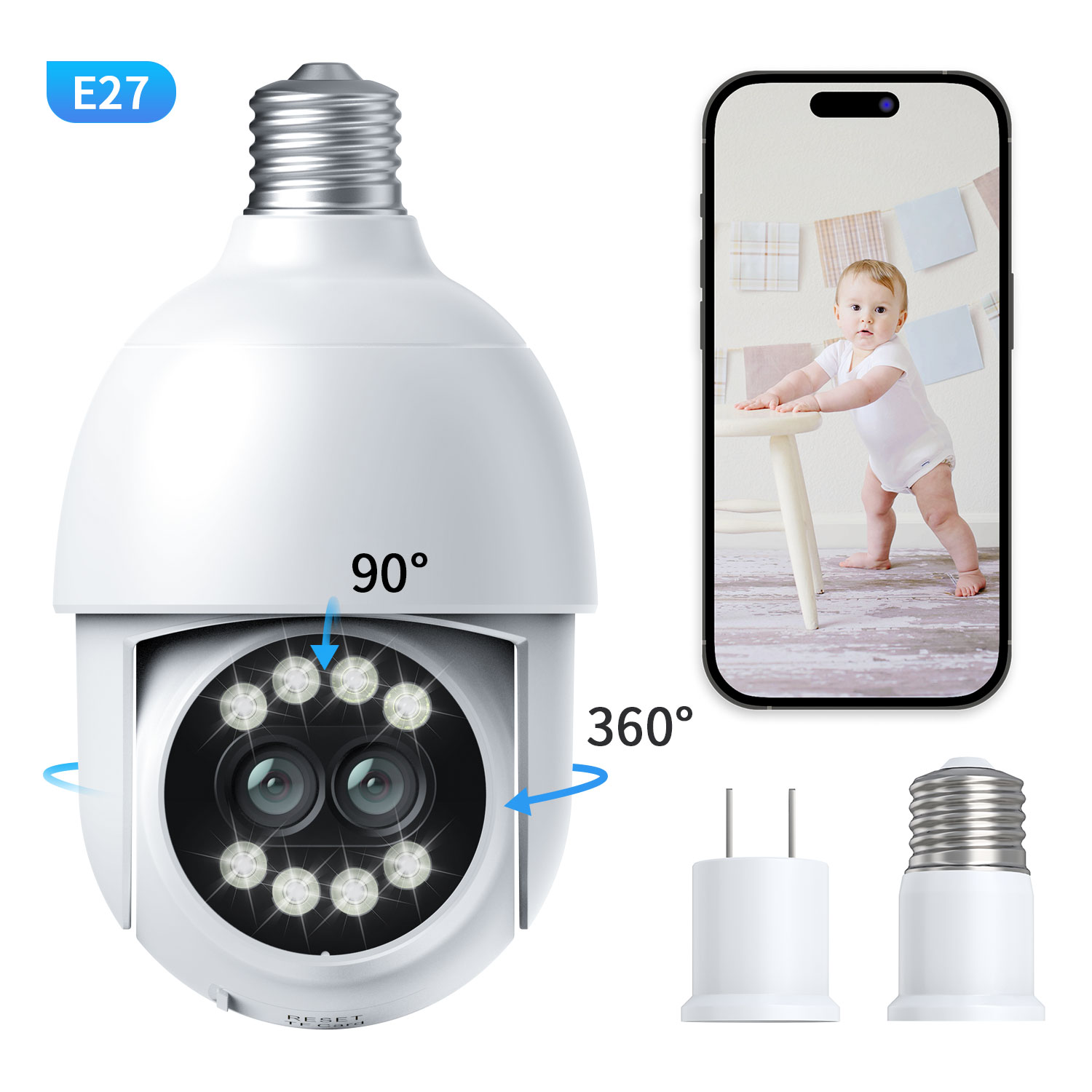 Wireless Security Camera, WIFI IP Camera, E27 Light Bulb 1080P HD ...