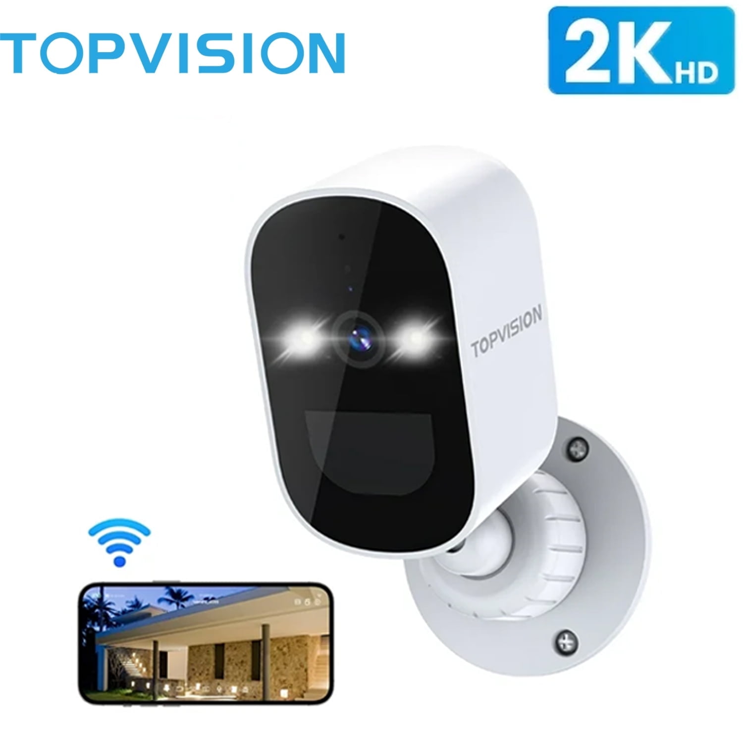 TOPVISION Outdoor Wireless Security Camera, 4MP 1080P, Color Night ...
