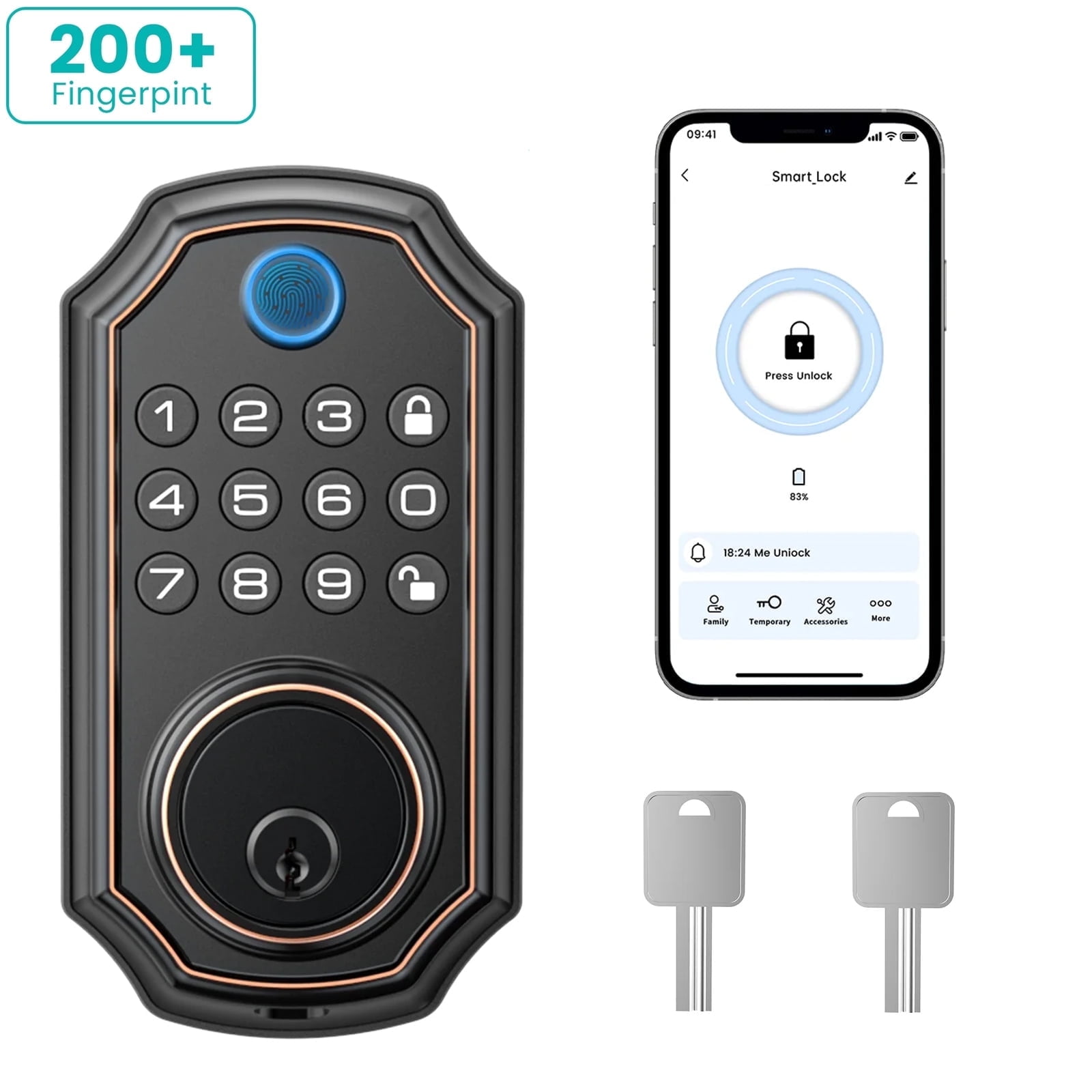 TOPVISION Smart Lock, Keyless Entry Door Lock, Fingerprint Deadbolt ...