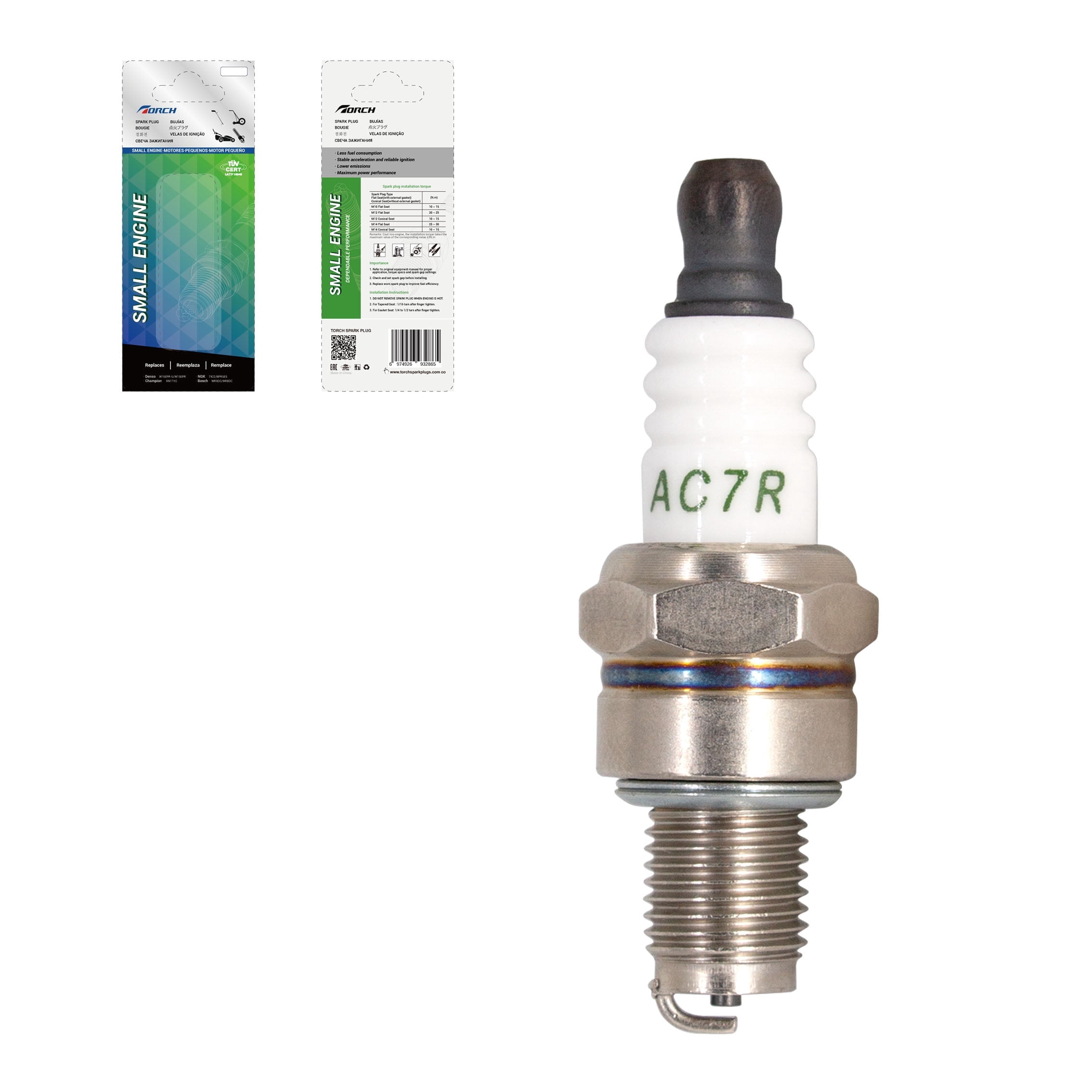 TORCH AC7R Ceramic Spark Plug Replace for NGK CMR7H Compatible with ...