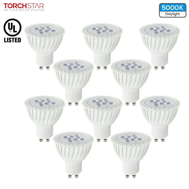TORCHSTAR 10-Pack MR16 LED GU10 Base Light Bulb for Track Lighting, Recessed Light, Non-Dimmable ...
