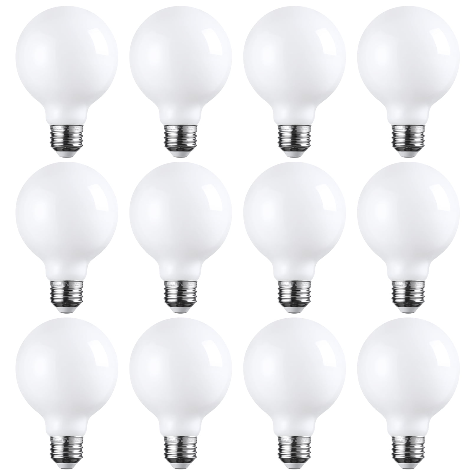12 Pack G25 LED Light Bulbs Dimmable, Round Frosted Vanity Light Bulb ...