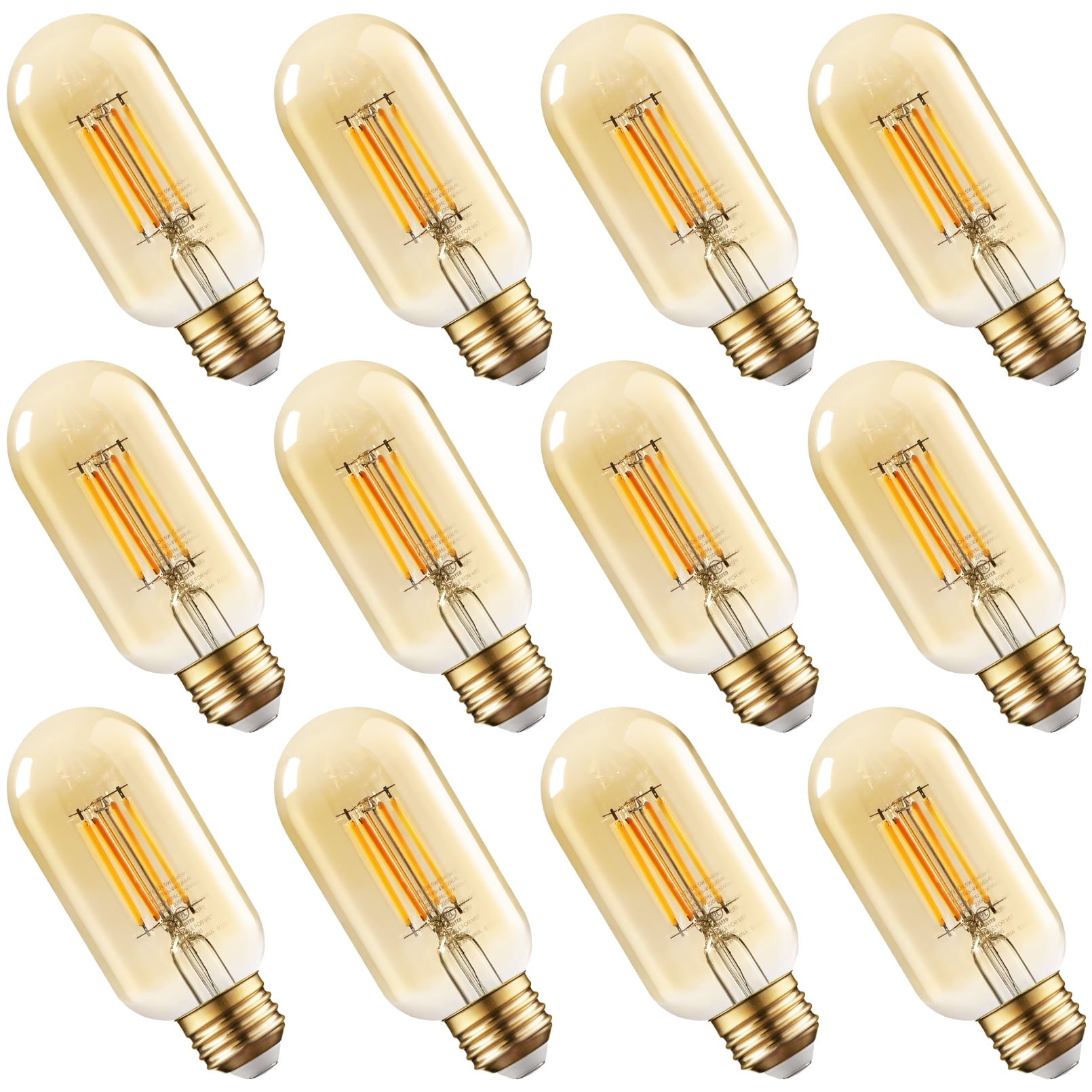 Torchstar Pack T Led Edison Bulb Dimmable Ul Listed W Antique Tubular Led Bulbs T