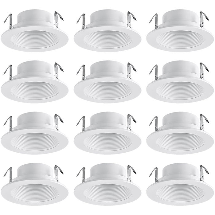 TORCHSTAR 12Pack 4 Inch Classic White Recessed Light Trim, Metal Can ...