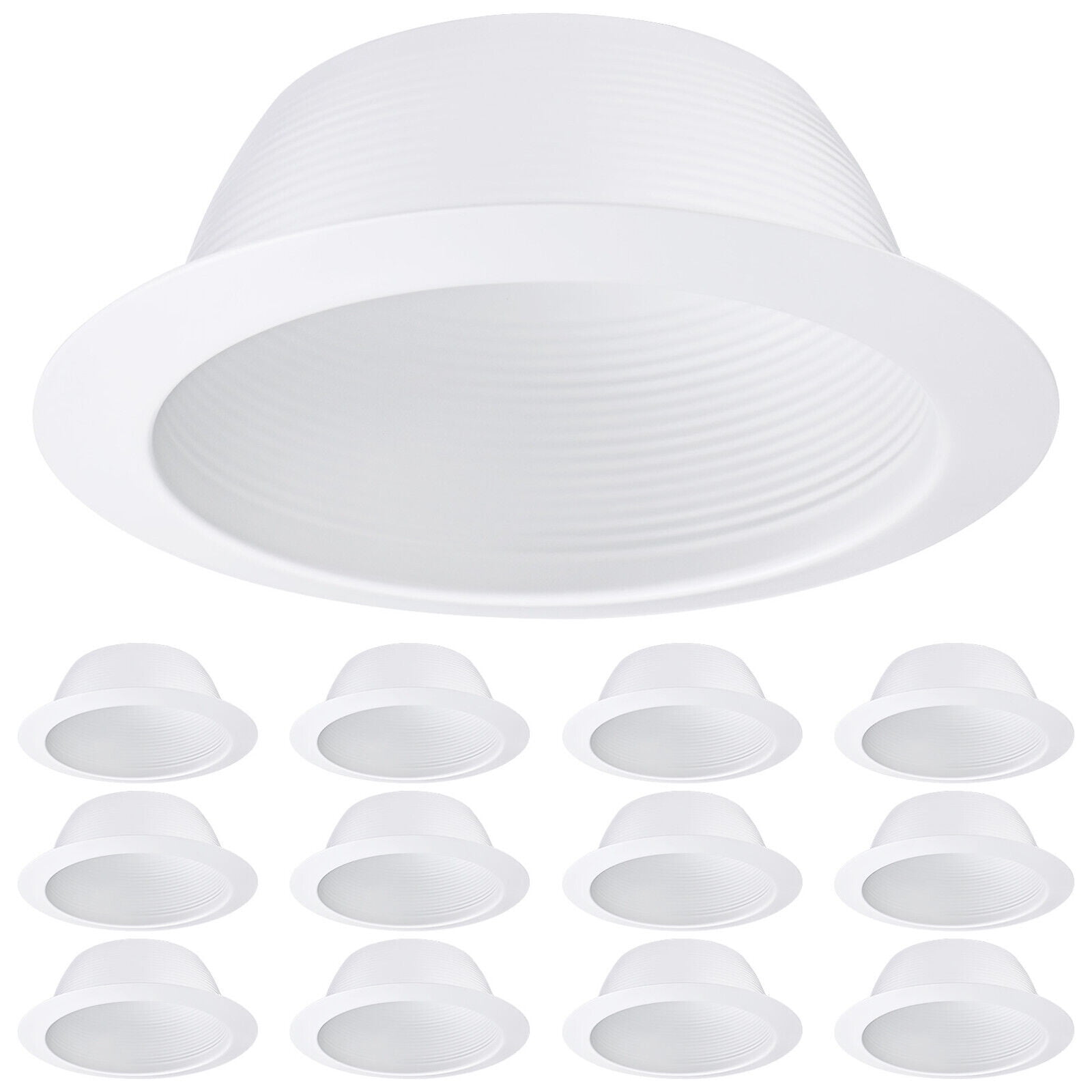 TORCHSTAR 12Pack 6 Inch Integrated Can Light Trim, One Piece Baffle ...