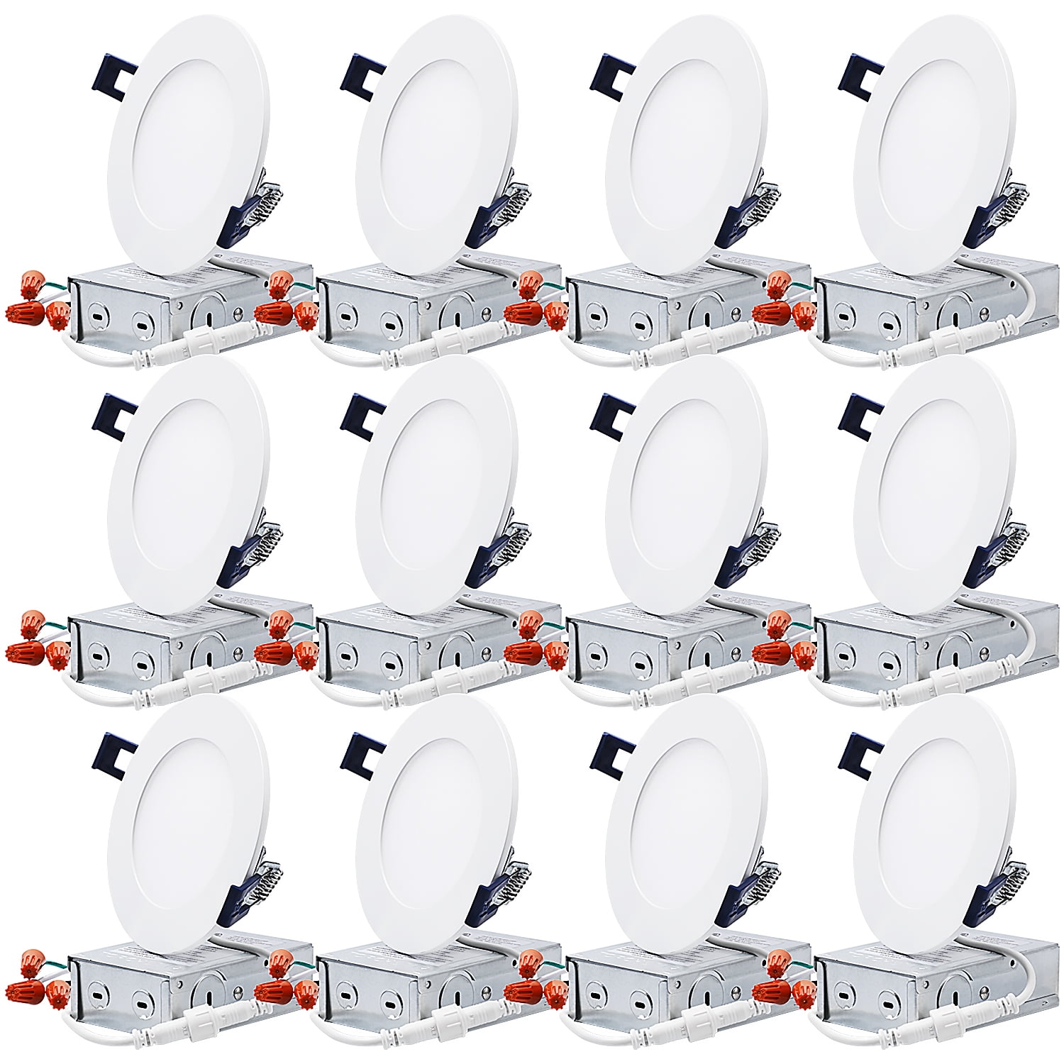 TORCHSTAR 16 Pack 4 Inch Dimmable LED Recessed Downlight with J-box ...
