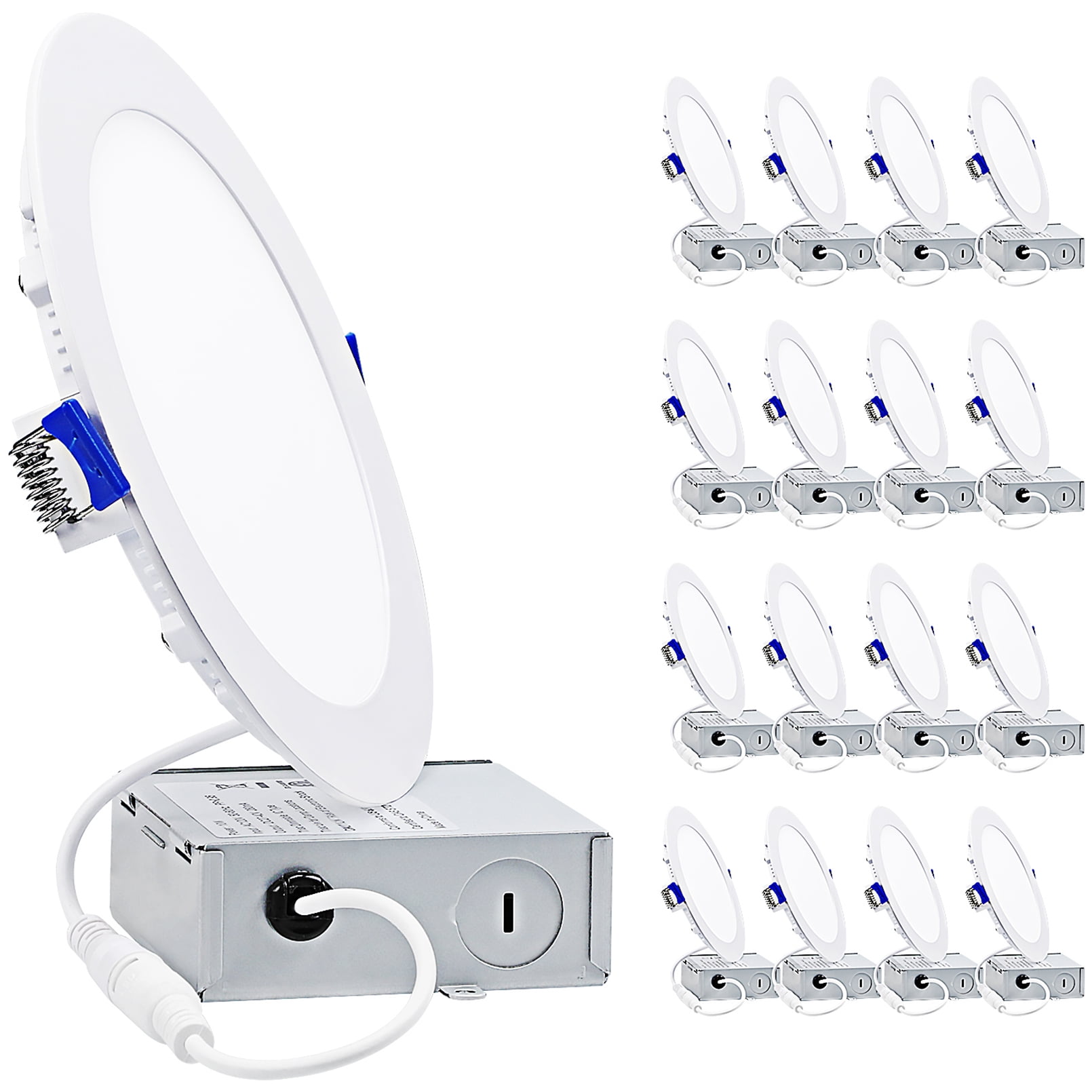 TORCHSTAR 16 Pack 6 Inch Slim LED Recessed Downlights with J-box for ...