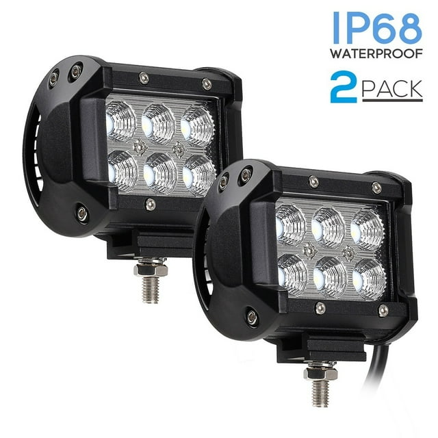 TORCHSTAR 2 PCS Ultra Bright Cree LED Off-Road Work Light, 18W IP68 ...