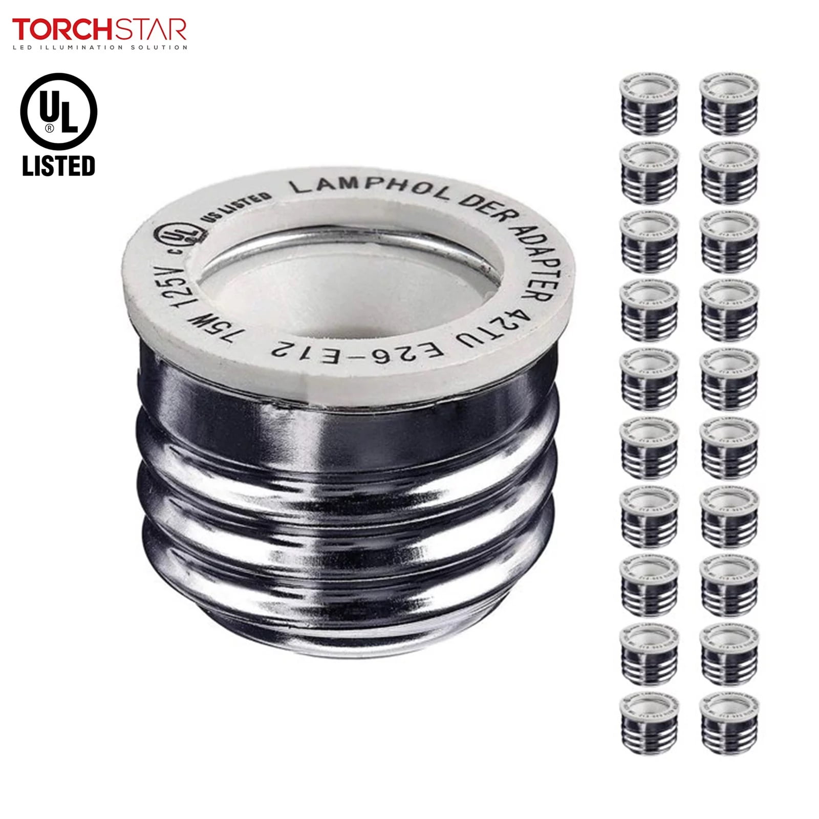 TORCHSTAR 20-Pack E26/E27 to E12 Socket Adapter, Standard Medium to ...