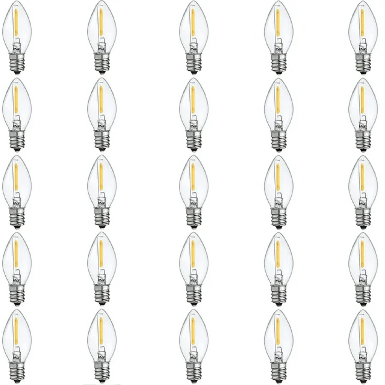 25 Pack C9 Clear Replacement Bulbs for Christmas Lights, E17 C9 ...