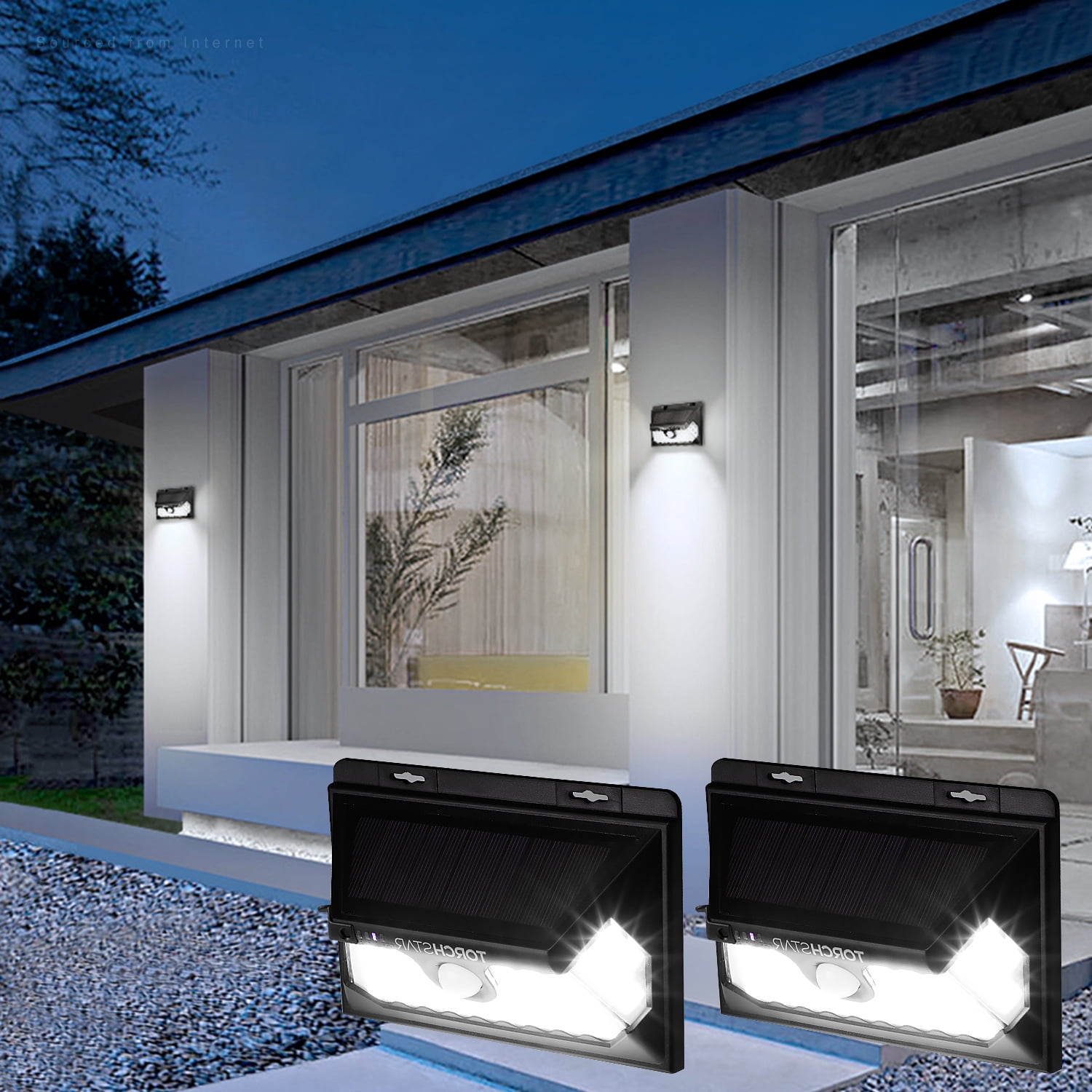 TORCHSTAR 2Pack 58 LED Solar Motion Lights, Dusk to Dawn Wireless Solar ...