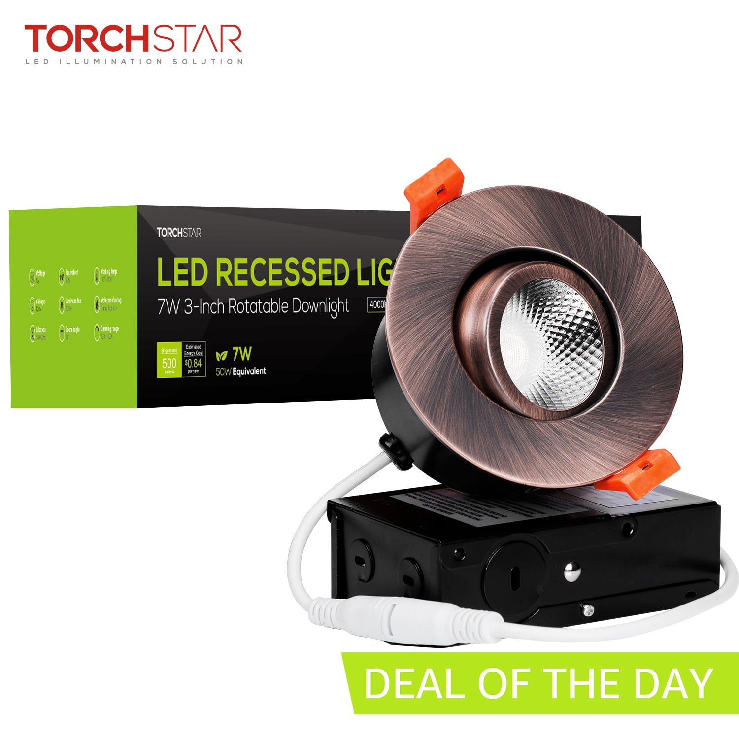 TorchStar 3 Inch LED Recessed Light, Dimmable Downlight with Junction ...