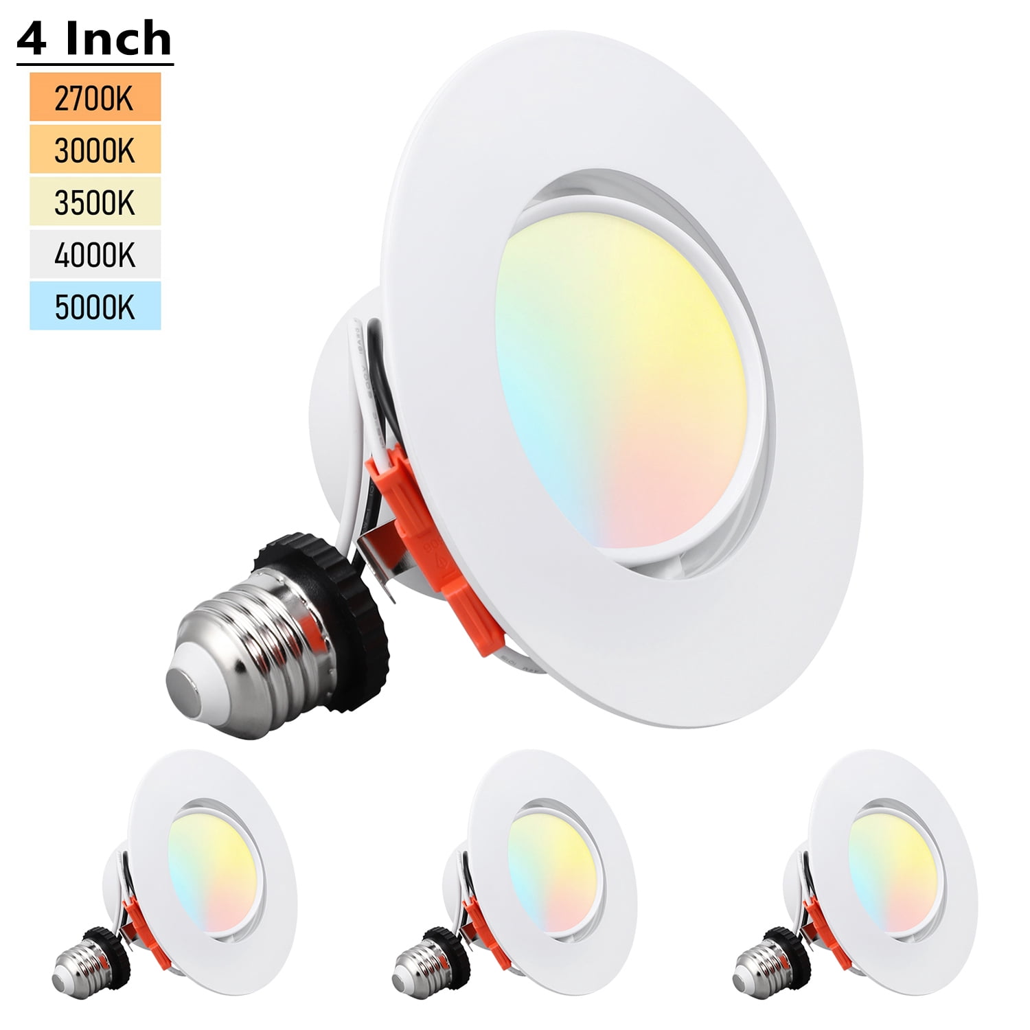 TORCHSTAR 4 Pack 4" 5CCT Gimbal LED Recessed Light Dimmable, 2700K ...