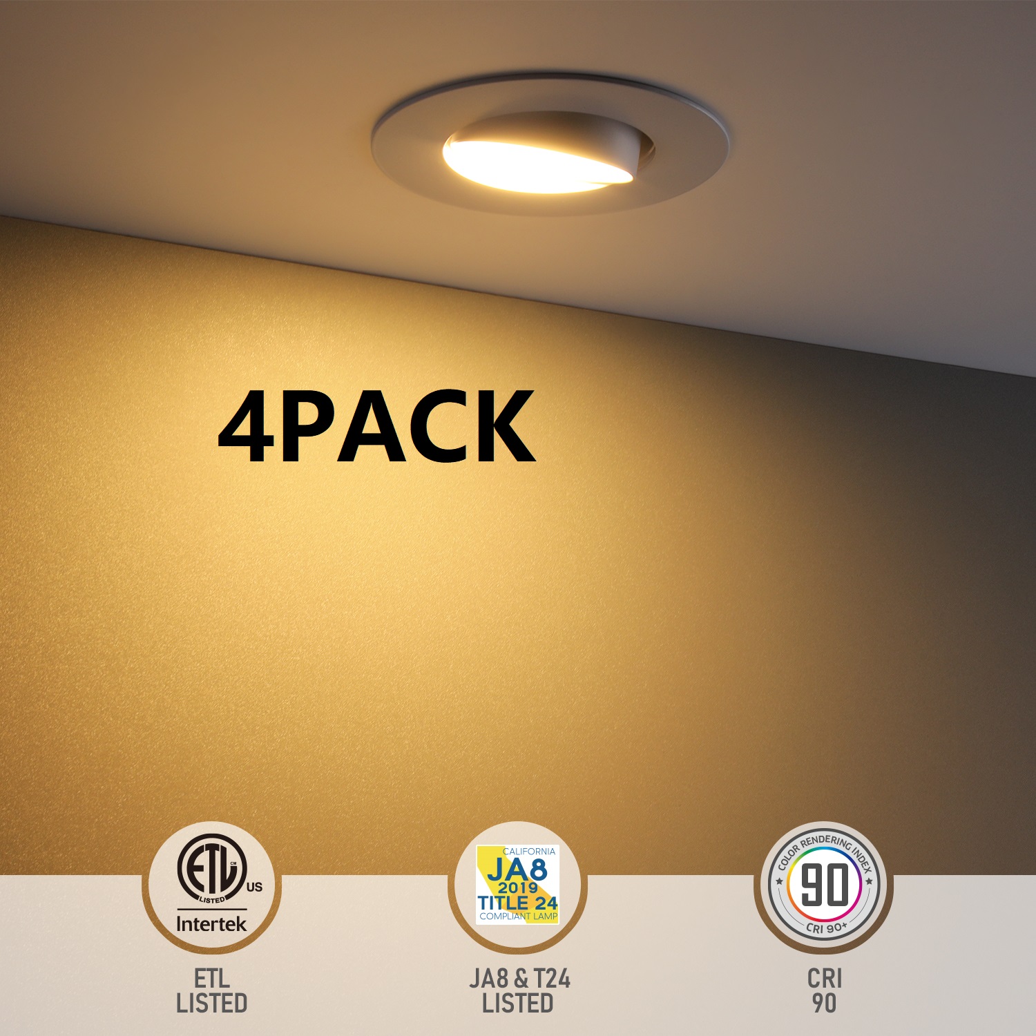 TORCHSTAR 4-Pack 4 Inch Dimmable Gimbal LED Recessed Light, for Living ... TORCHSTAR 4-Pack 4 Inch Dimmable Gimbal LED Recessed Light, for Living ...