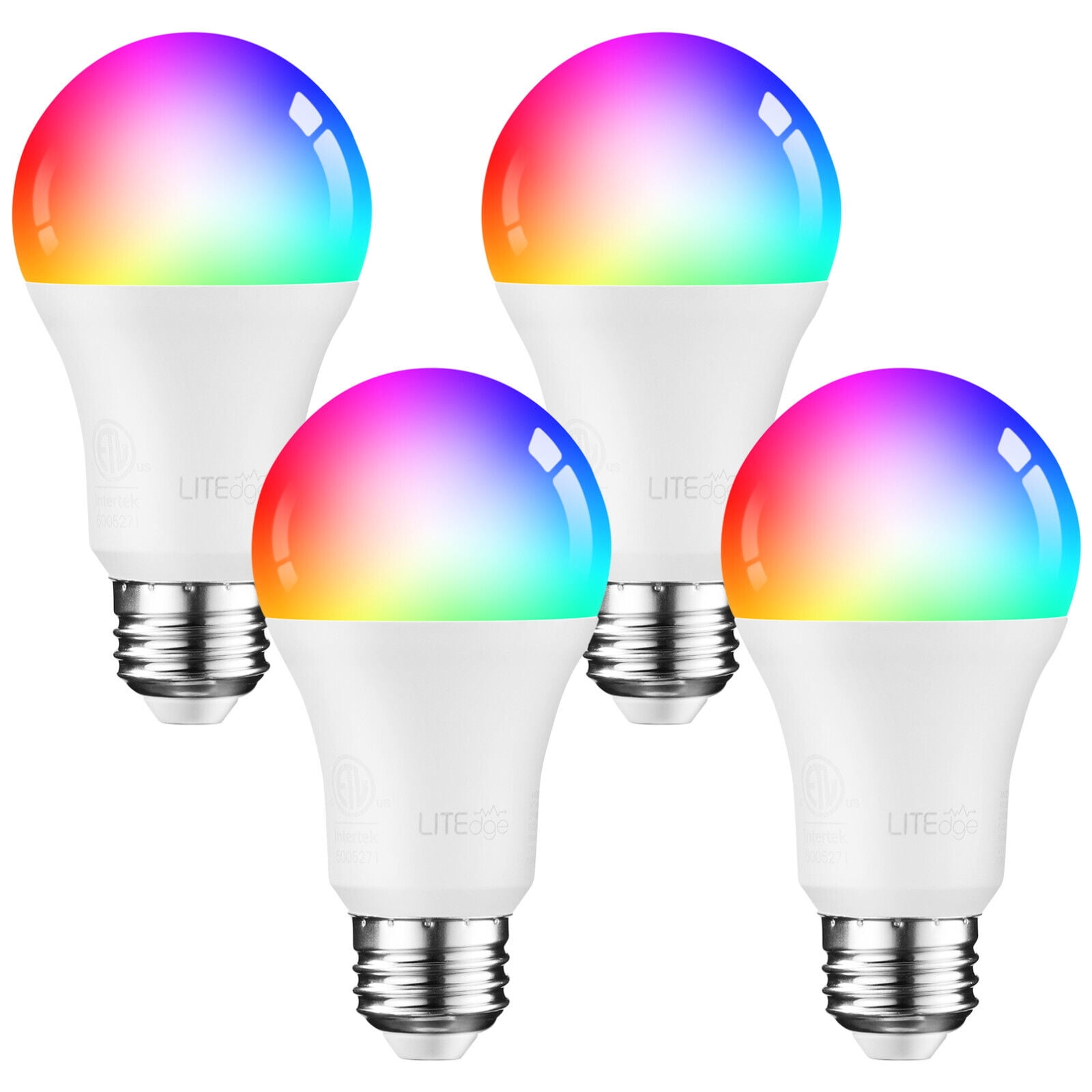 4 Pack A19 A19 Smart LED Light Bulbs, WiFi & Bluetooth, 60W Equiv, E26 ...