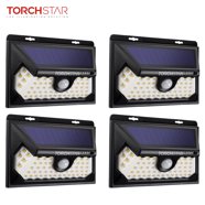TORCHSTAR 4-Pack LED Solar Outdoor Security Lights with Motion Sensor, Adjustable Dual-Head ...