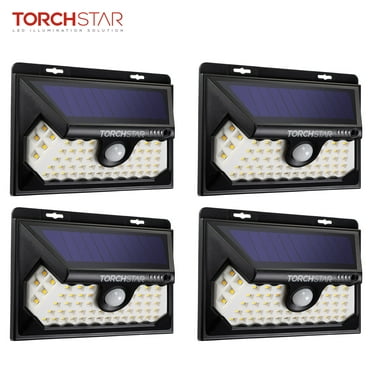 TORCHSTAR 4-Pack LED Solar Outdoor Security Lights with Motion Sensor, Adjustable Dual-Head ...