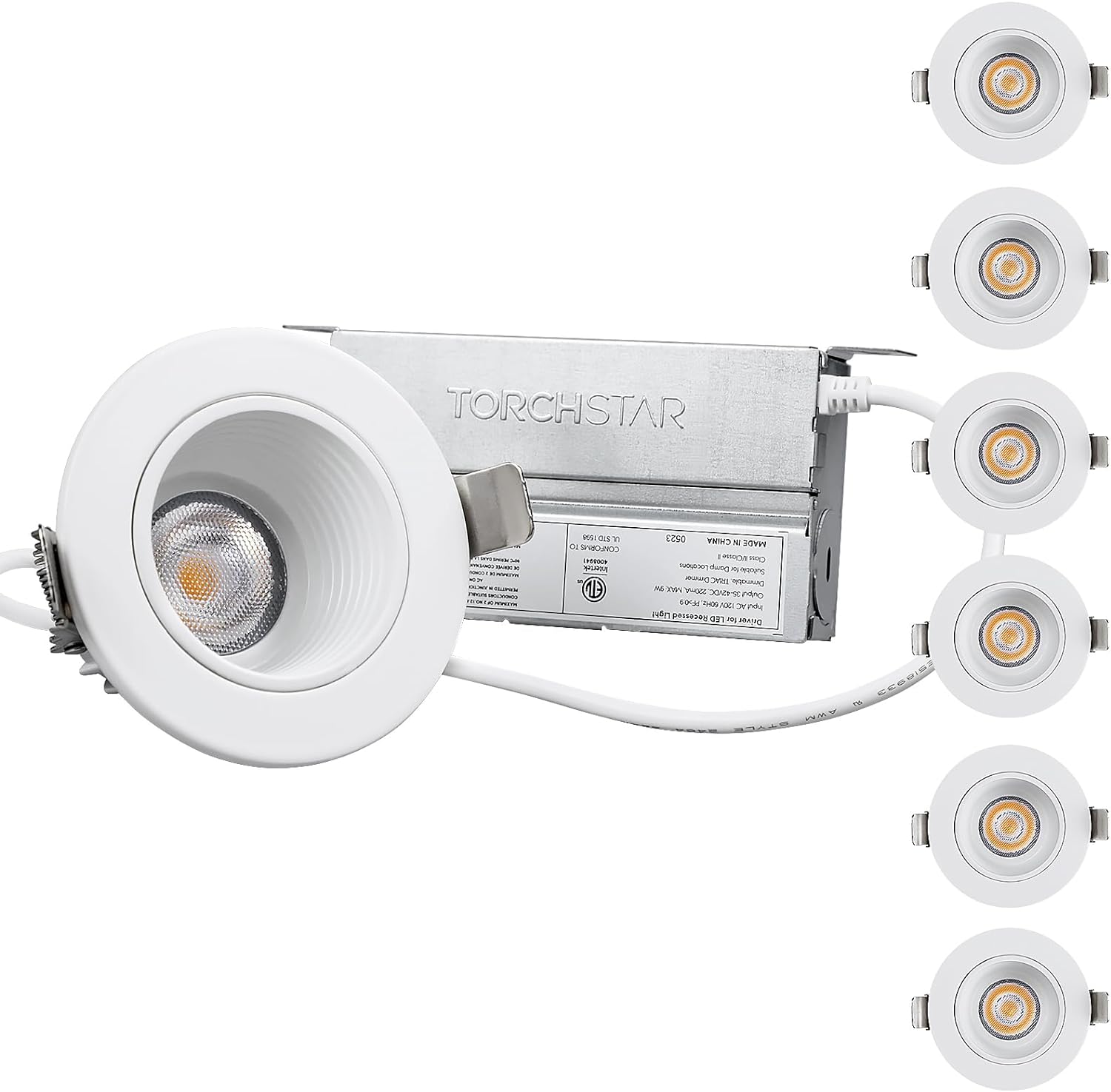 TORCHSTAR 6Pack 2 Inch LED Recessed Lighting with Junction Box, 600lm ...