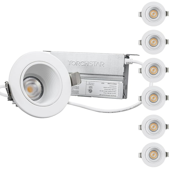 TORCHSTAR 6Pack 2 Inch LED Recessed Lighting with Junction Box, 600lm ...