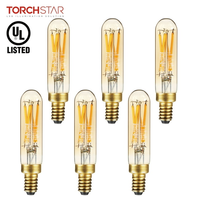 TORCHSTAR 6Pack T25 Tubular Edison Bulbs, Dimmable T6 LED Bulb, E12 ...