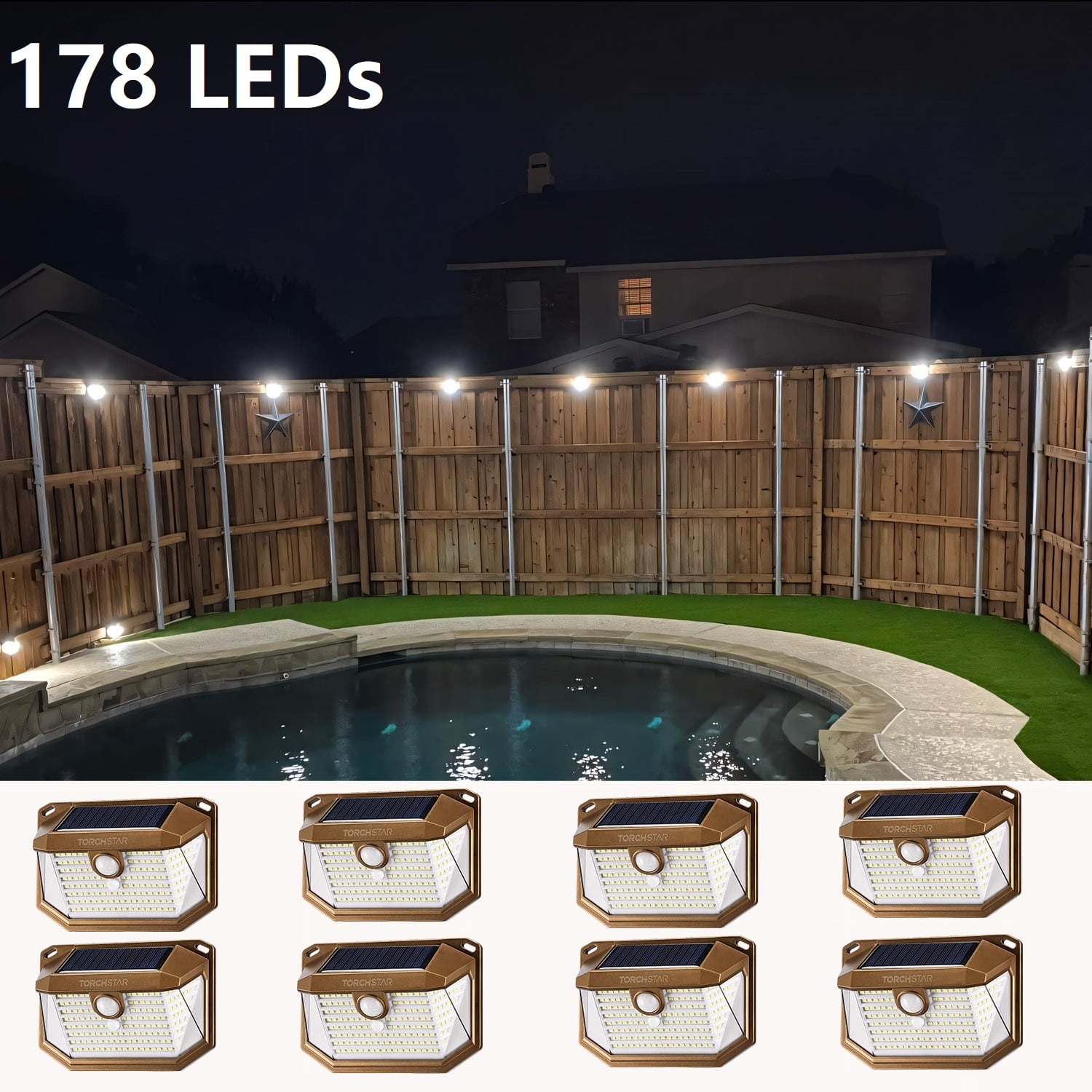 TORCHSTAR 8 Pack Outdoor Wireless LED Solar Motion Light for Driveway ...